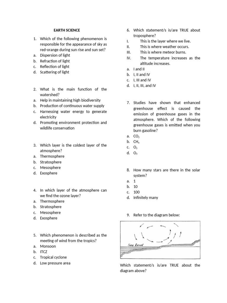 03 Earth Science 35 Questions | PDF | Atmosphere Of Earth | Geophysics