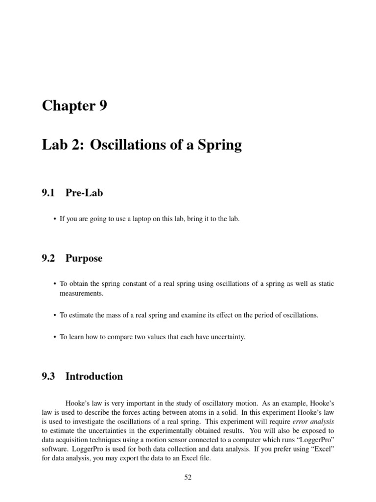 PHYS 130 L2 Oscillations Manual | PDF | Oscillation | Mechanics