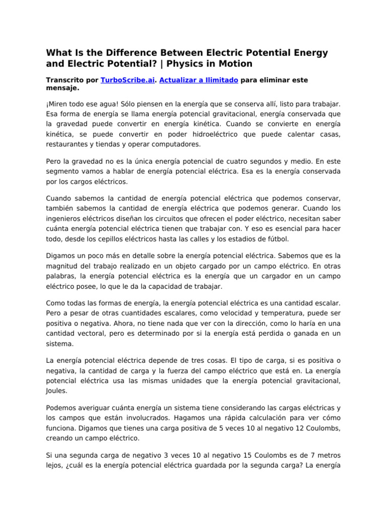 What Is The Difference Between Electric Potential Energy and Electric Potential - Physics in ...