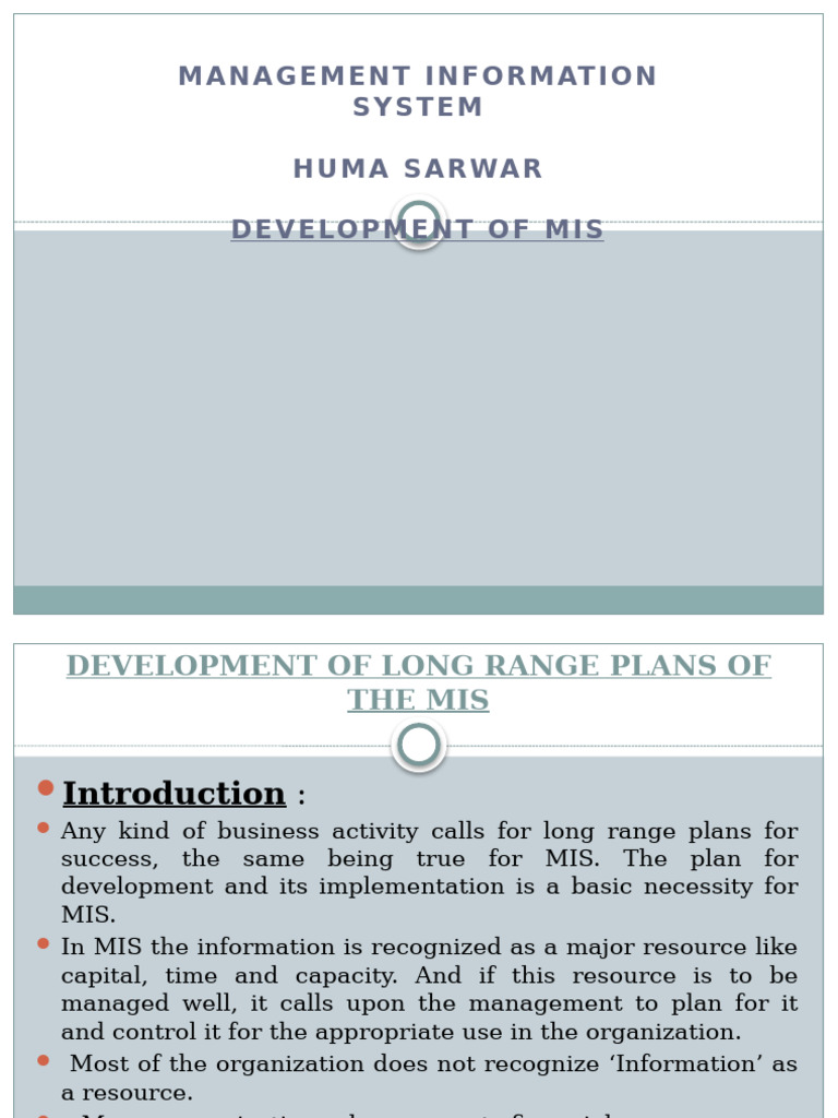 Development of MIS | PDF | System | Strategic Planning