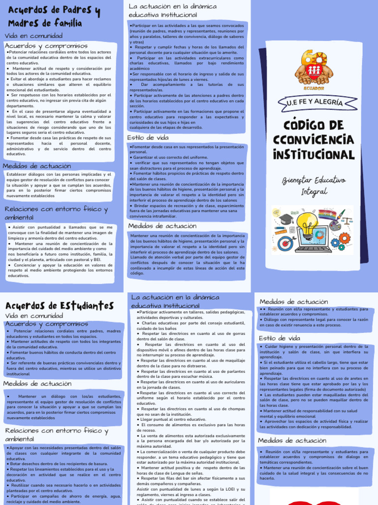 Triptico Código de Convivencia Institucional | PDF | Aprendizaje