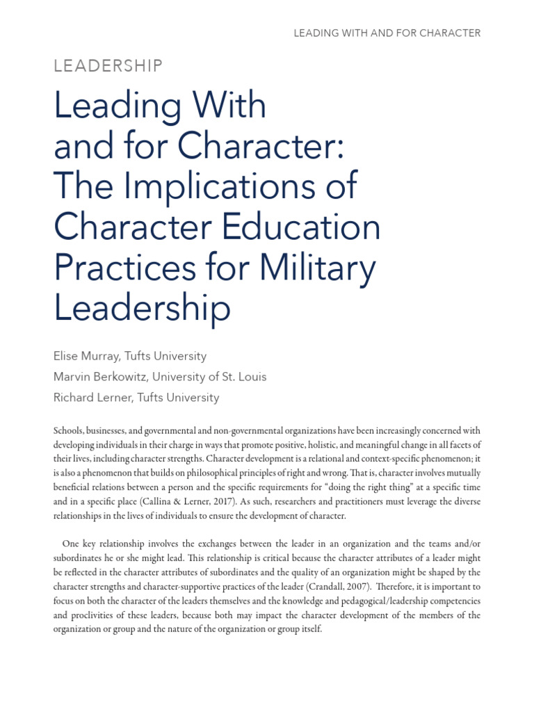 7520 Leading With and For Character The Implications of Character ...