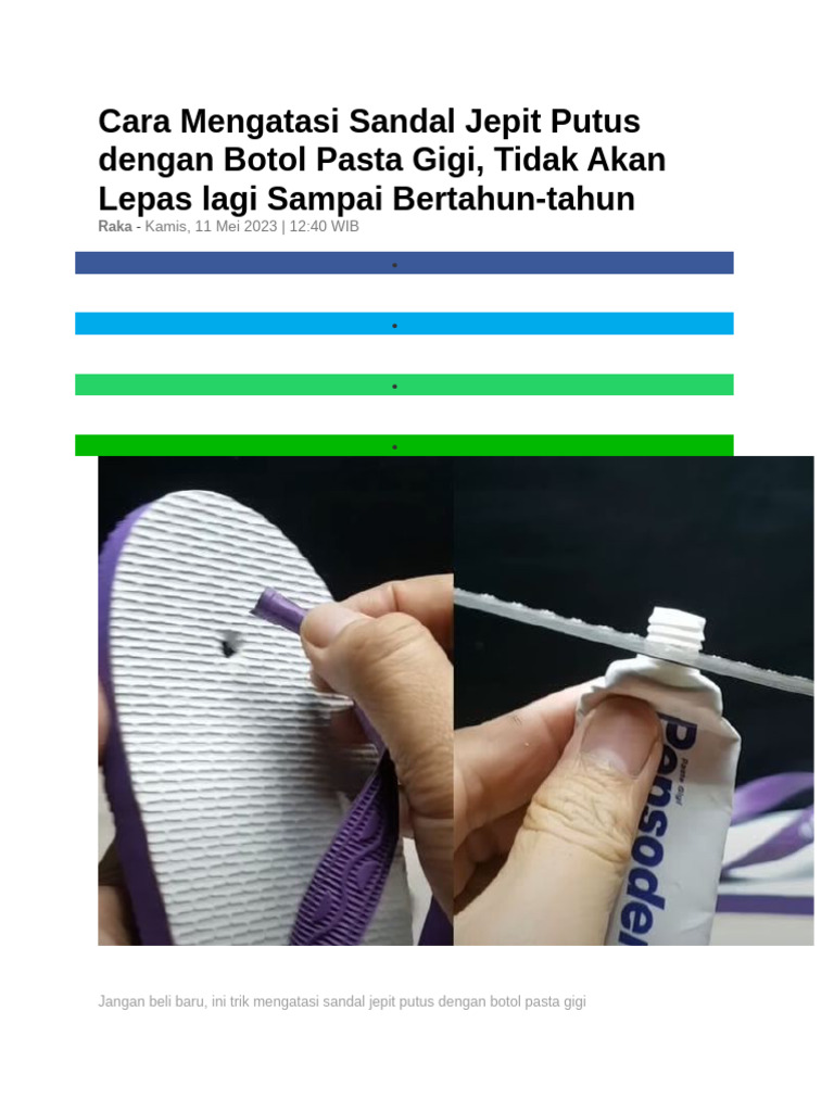 Perbaiki Sandal Jepit Putus | PDF