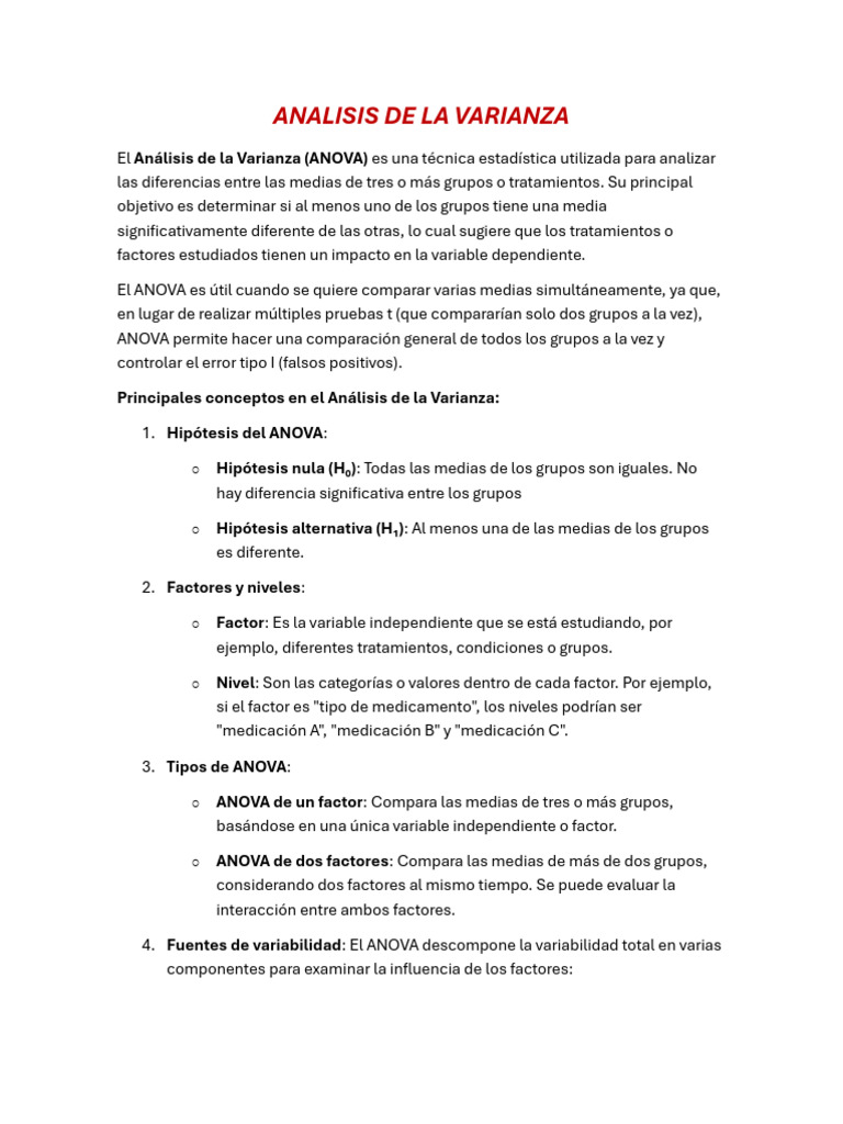 Analisis de La Varianza | PDF | Análisis de variación | Science