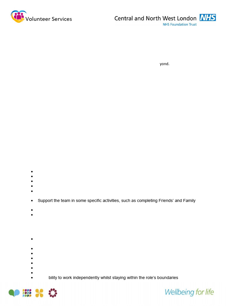 Volunteer Admin Support at Northwick Park | PDF | Volunteering | Health ...