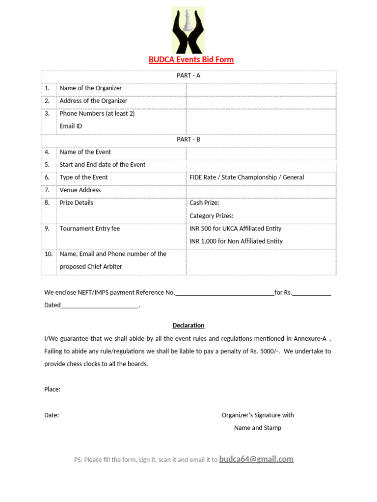 Budca Bid Form | PDF