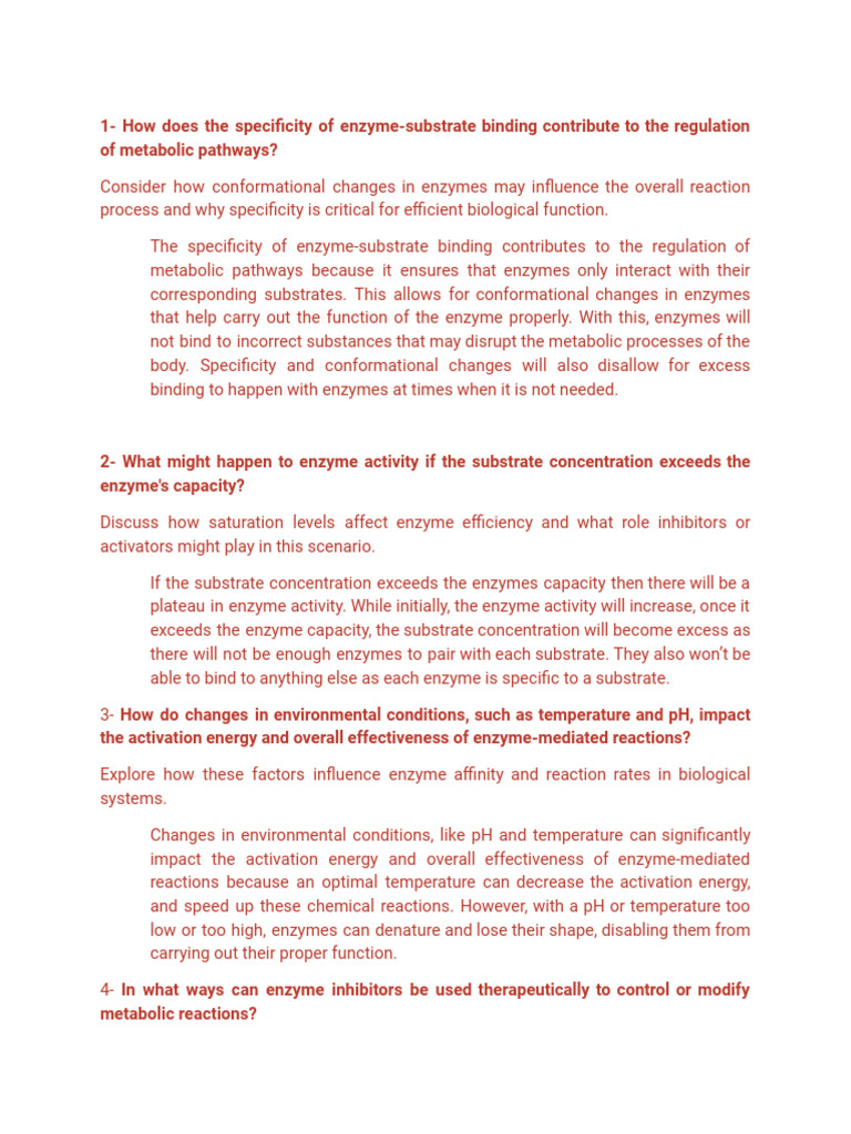 10 - 21 Deep Thinking Questions | PDF | Enzyme | Enzyme Inhibitor