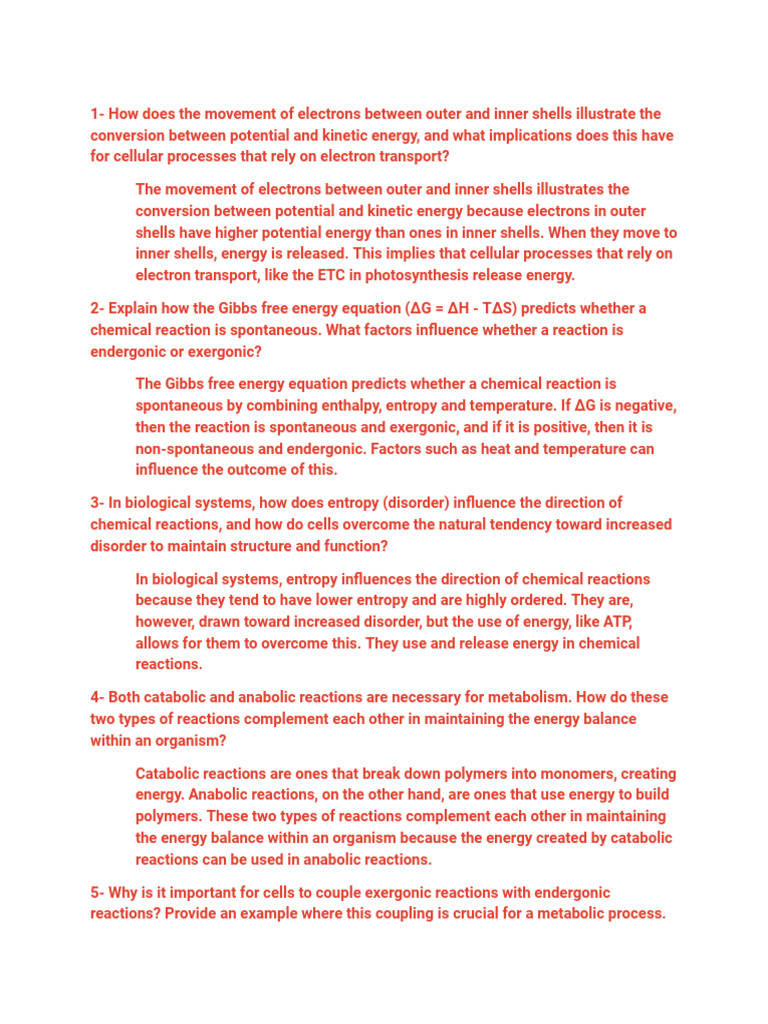 deep thinking questions | PDF | Gibbs Free Energy | Chemical Reactions
