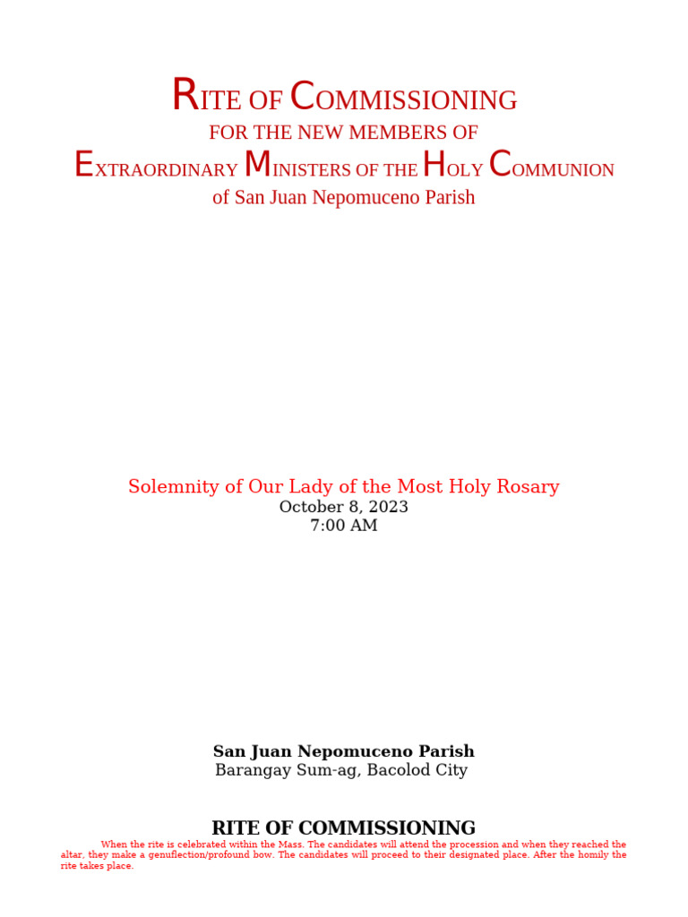 Rite of Commissioning | PDF