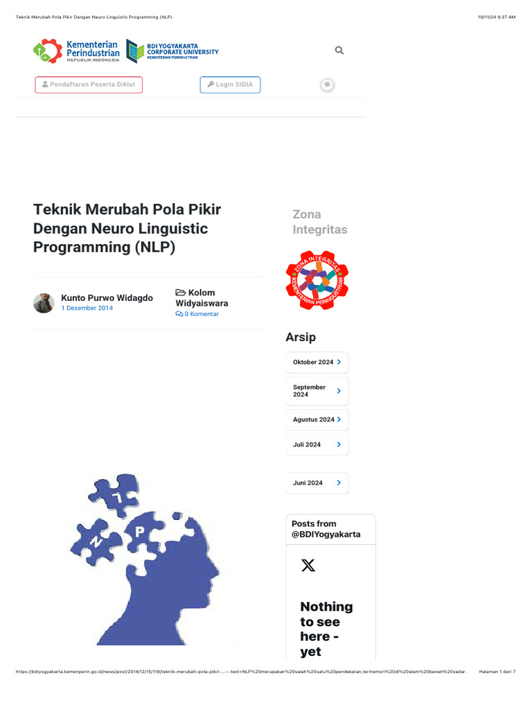 Teknik Merubah Pola Pikir Dengan Neuro Linguistic Programming (NLP) | PDF