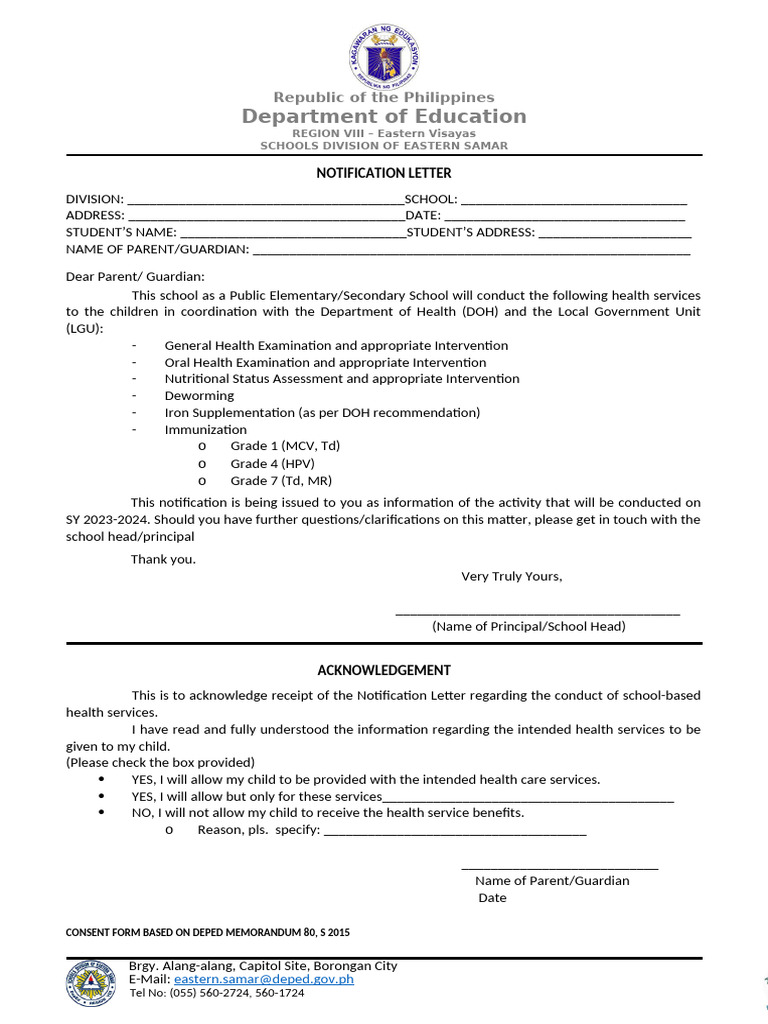 Consent Form For Health Services English and Tagalog 1 | PDF