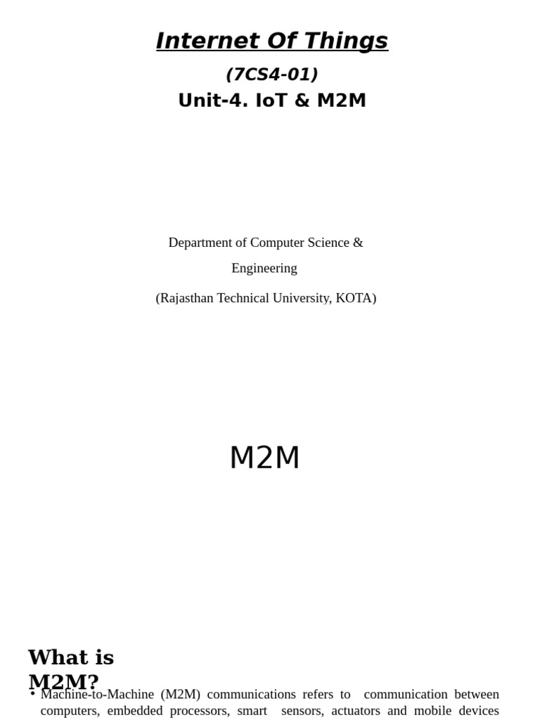 7CS4 IOT Unit-4 | PDF | Computer Network | Internet Of Things