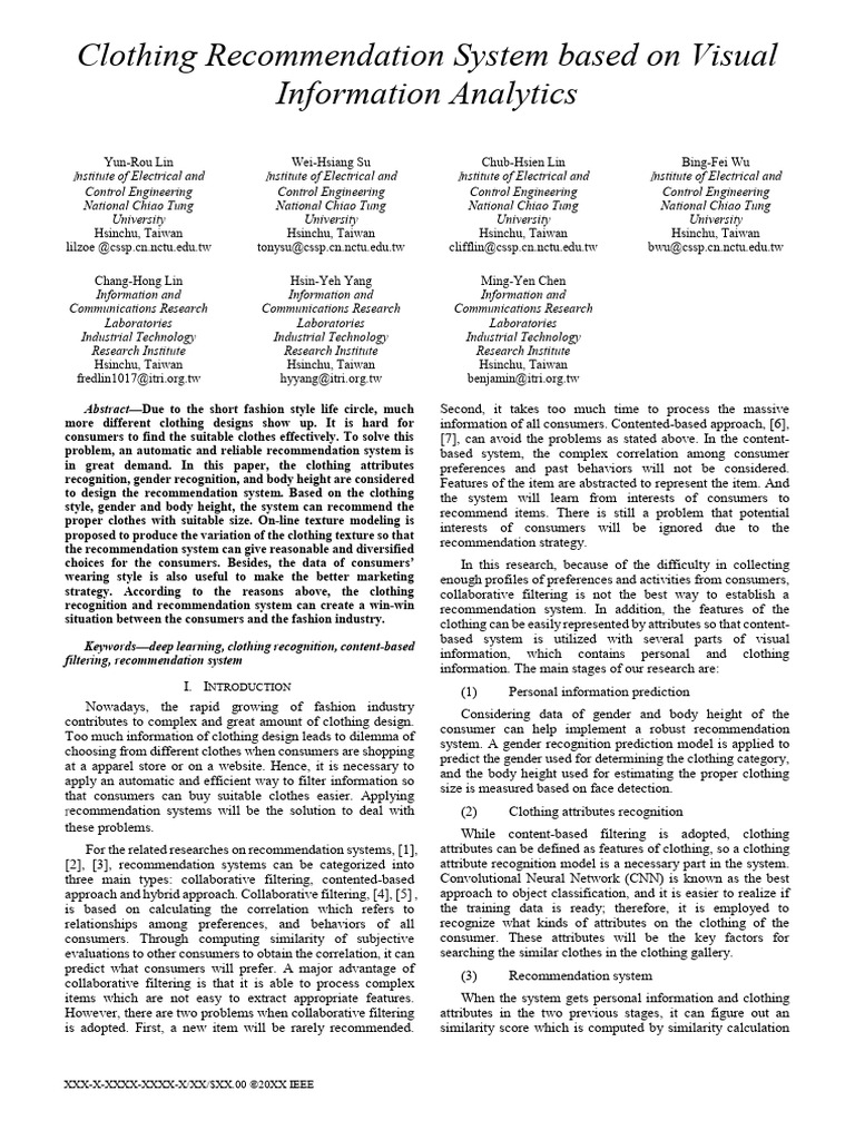 Clothing Recommendation System Using Visual Analytics | PDF