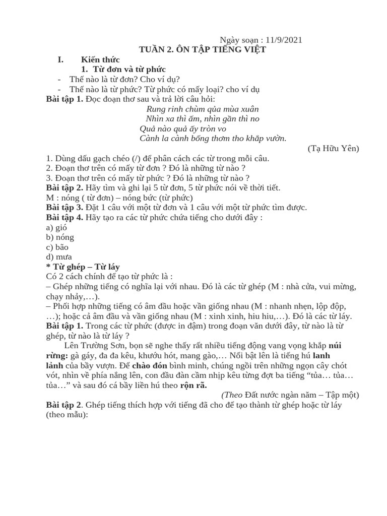 ÔN TẬP (Tiếp theo) | PDF