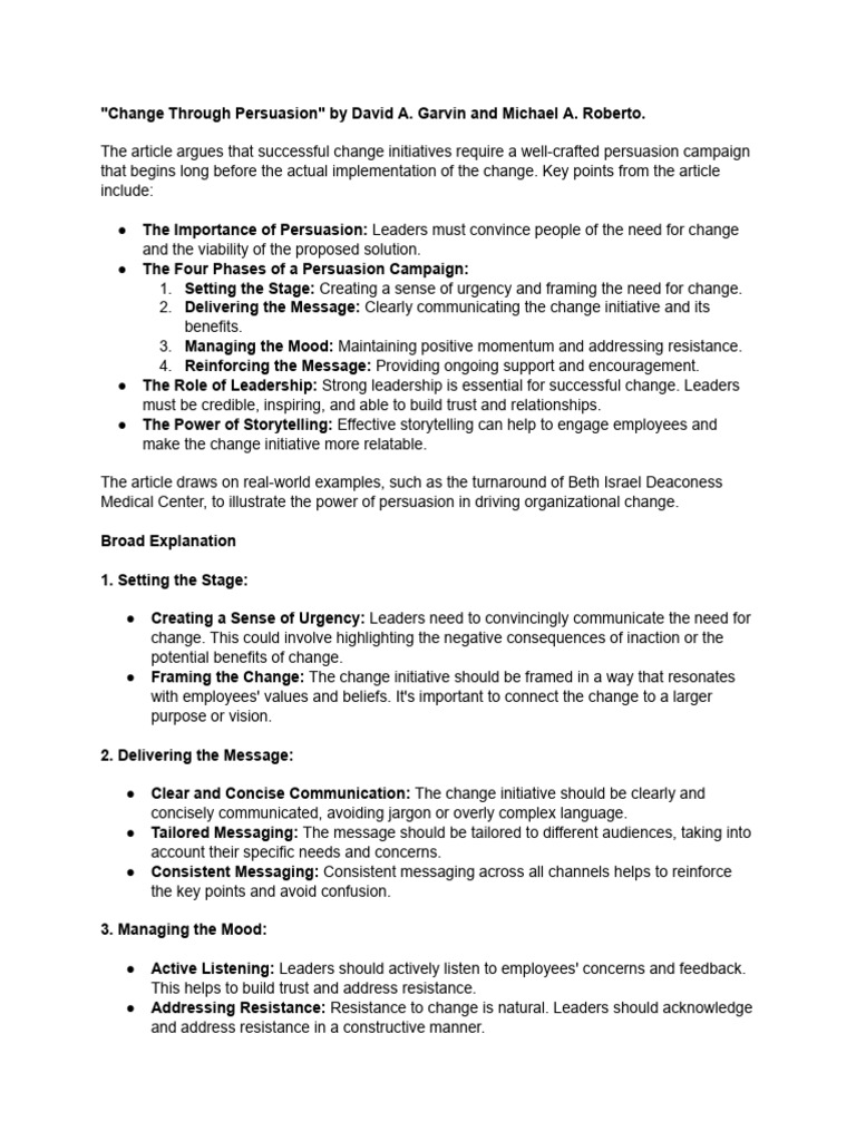 Four Phases of Persuasion in Change | PDF | Leadership | Persuasion