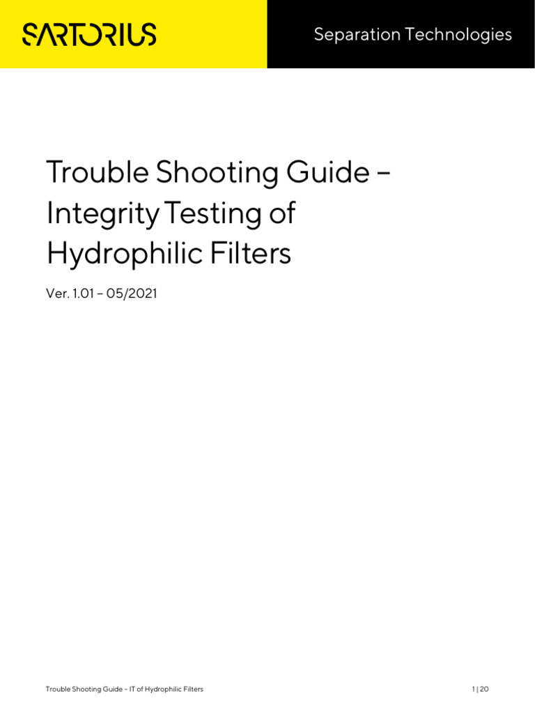 New Trouble Shooting Guide Hydrophilic Filters 1 01 | PDF | Filtration | Membrane