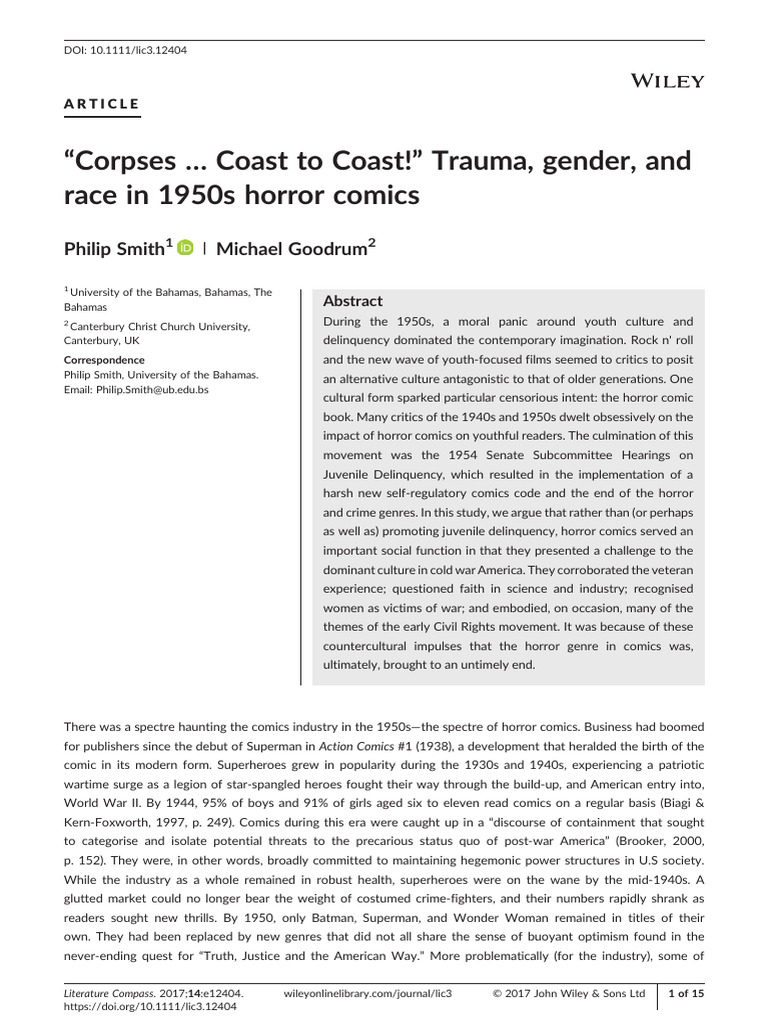 Smith and Goodrum-Corpses Coast To Coast! Trauma, Gender, and Race in ...