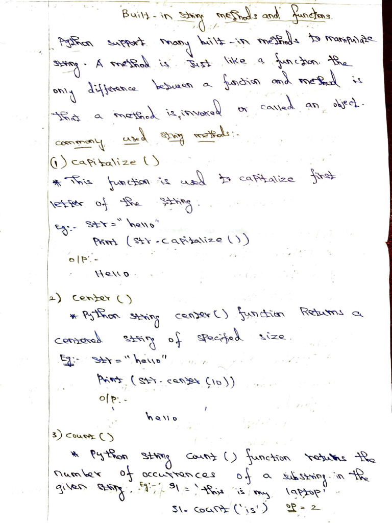 Built-In String Methods and Functions (Unit-3) | PDF