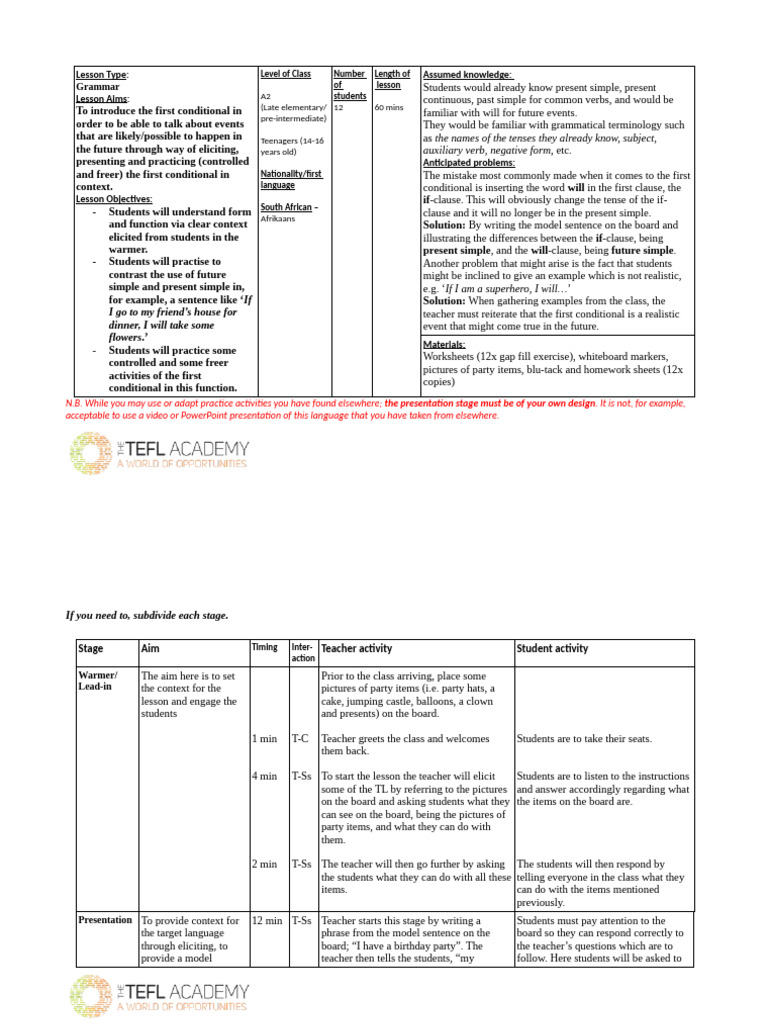 Lesson Plan Form and Paragraph | PDF | Linguistics | Grammar