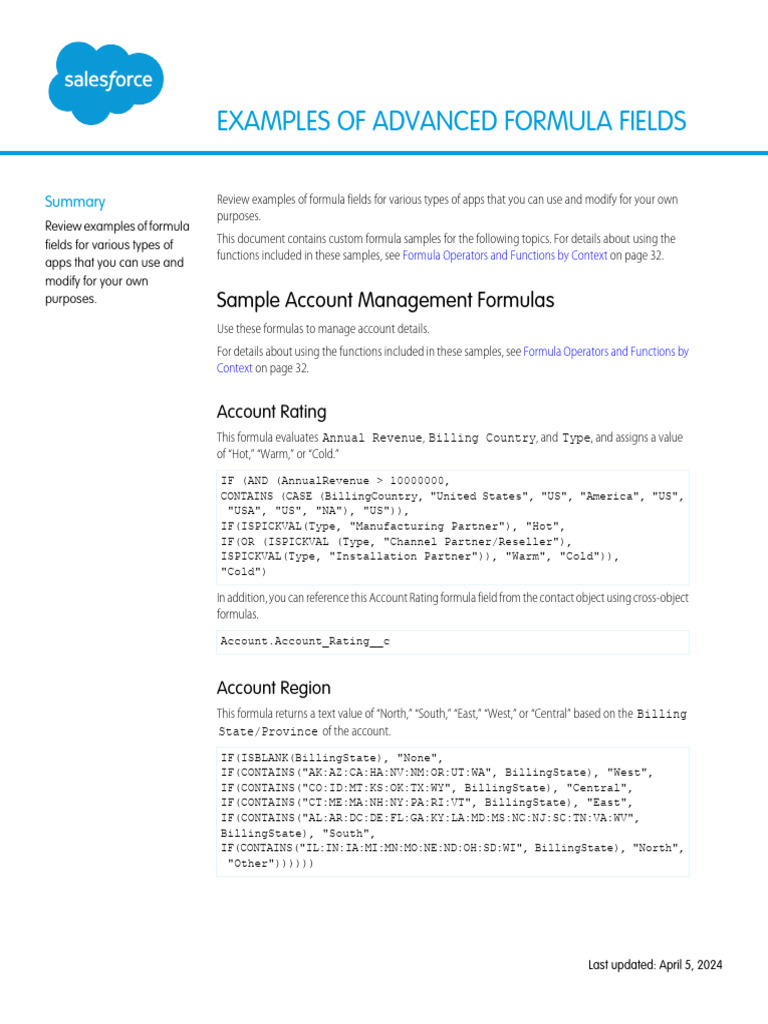 Salesforce Useful Formula Fields | PDF | Prices | Hyperlink