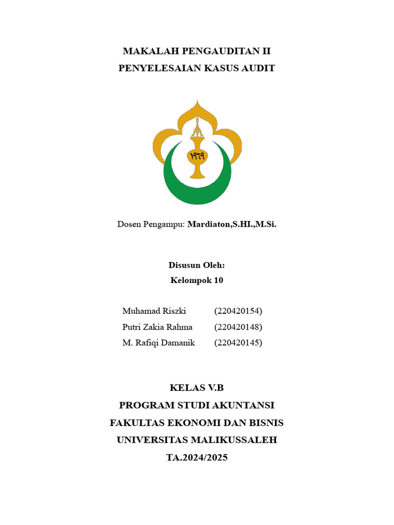 Kelompok 10 Penyelesaian Kasus Audit | PDF