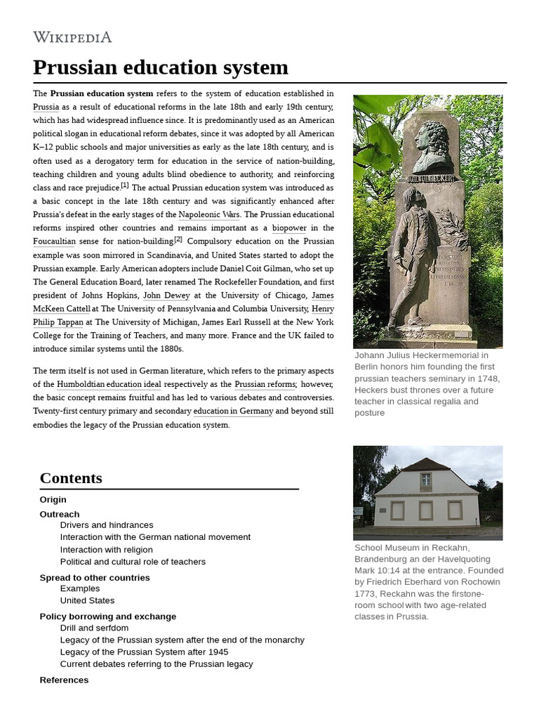 Prussian Education System | PDF