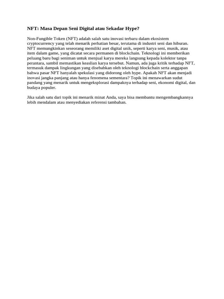 Masa Depan Seni Digital Atau Sekadar Hype | PDF | Game & Aktivitas