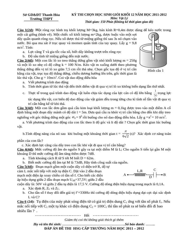 De 9 Va Dap An HSG Thanh Hoa | PDF
