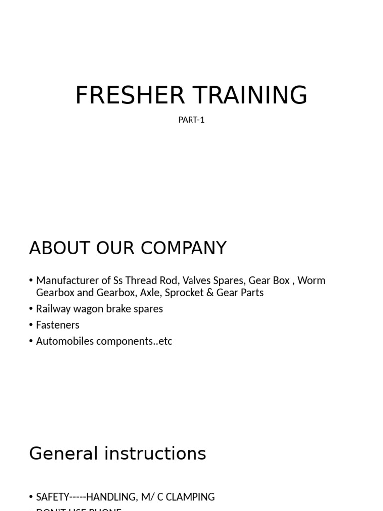 Fresher Training | PDF
