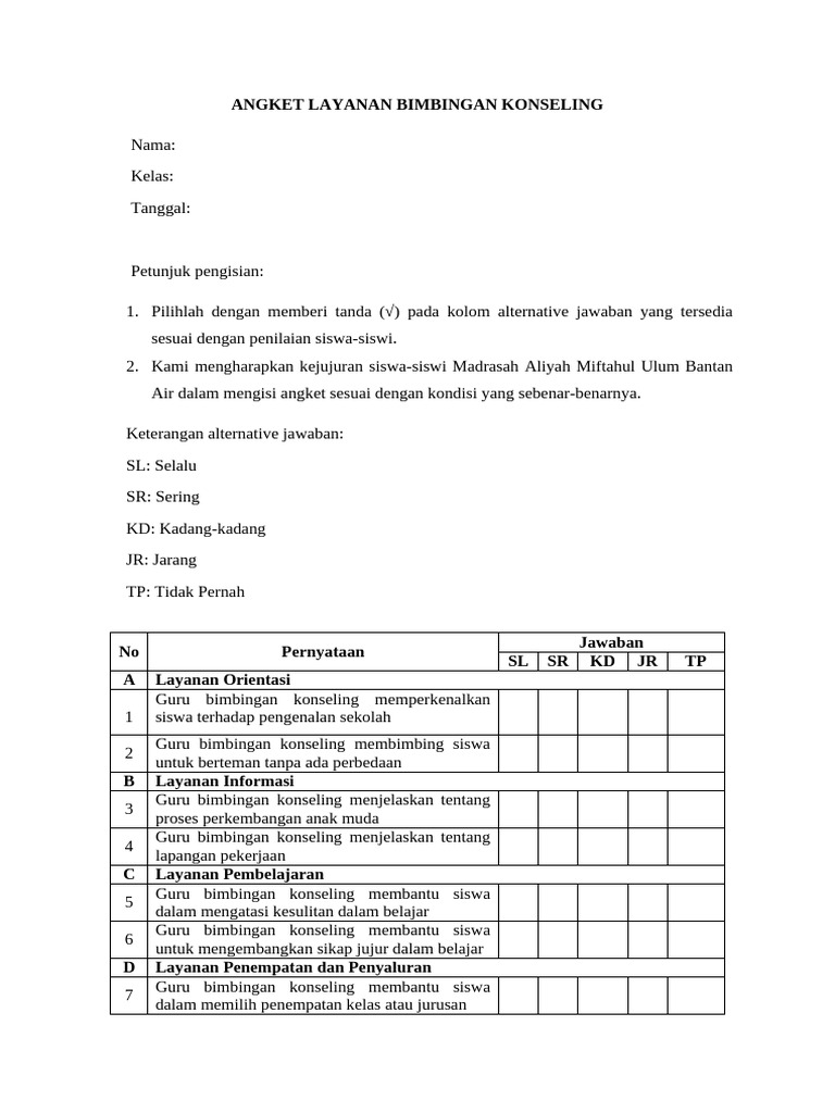 Angket Ayuk | PDF | Karier & Perkembangan | Kesehatan Holistik
