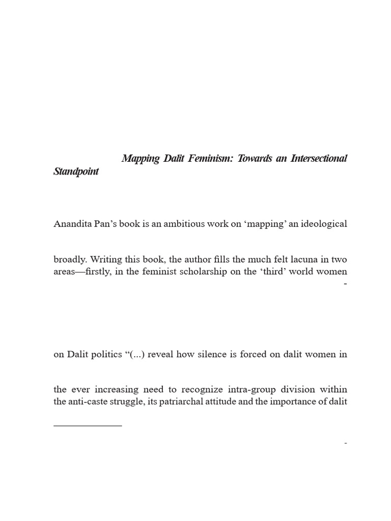 Mapping Dalit Feminism: Towards An Intersectional Standpoint | PDF ...