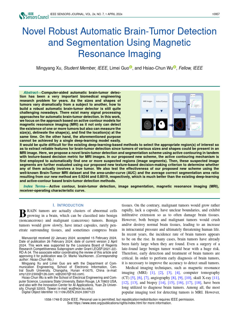 Etection and Segmentation Using Magnetic Resonance Imaging | PDF | Image Segmentation | Brain Tumor