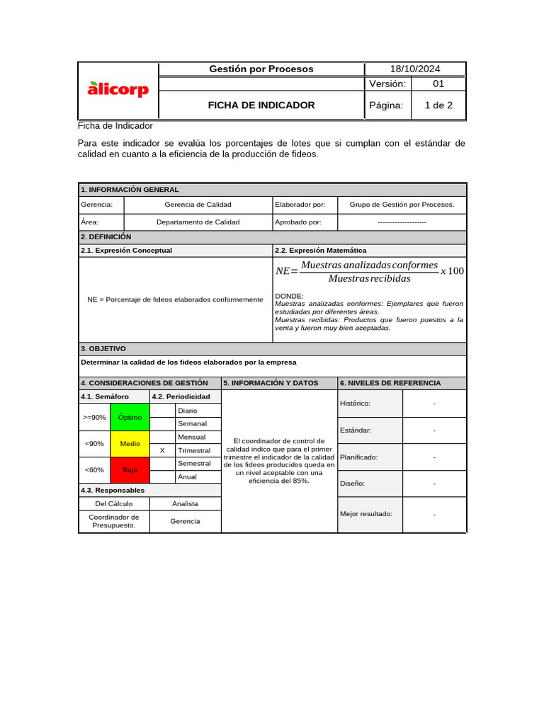 Modelo de Ficha de Indicador | PDF | Business