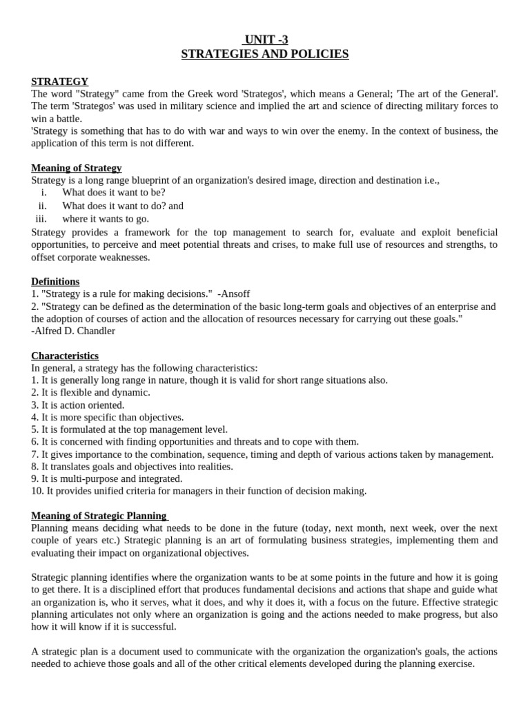 Unit 3 Ppm 1 Pdf Strategic Planning Decision Making