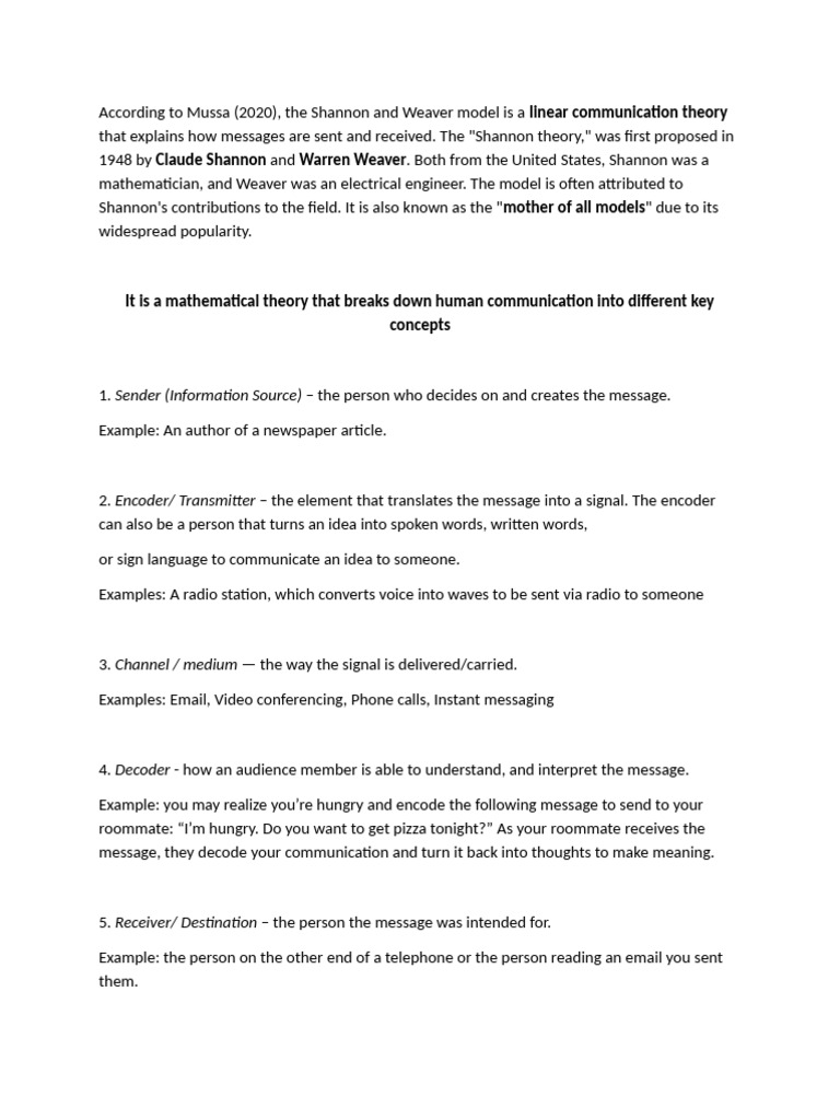 Shannon and Weaver Model of Communication | PDF | Communication | Human ...