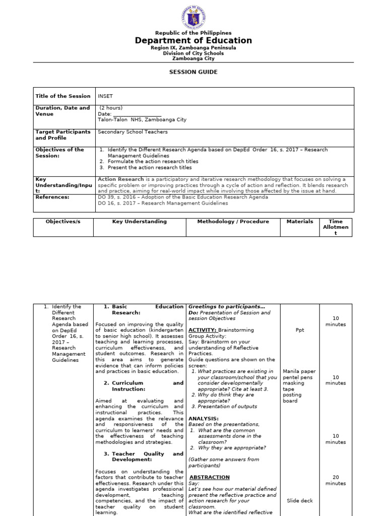 SESSION GUIDE | PDF | Teachers | Curriculum