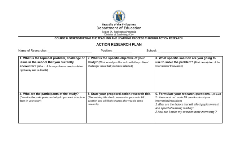 Course 1 Worksheet Research Plan | PDF