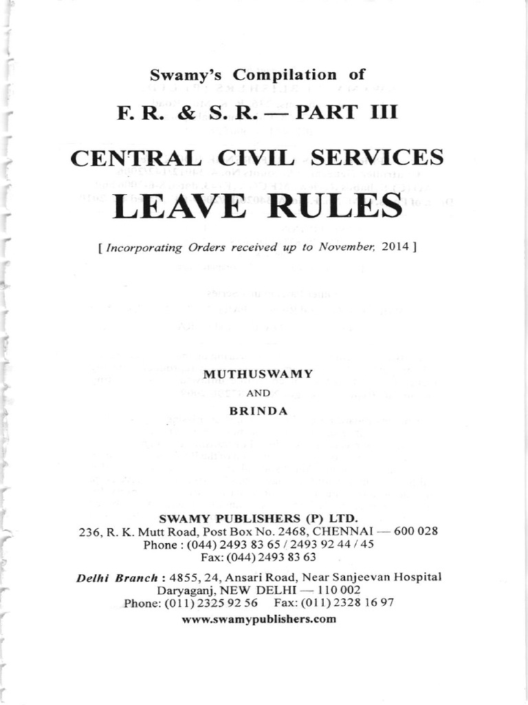 FRSR Part-III Leave Rules 2014 | PDF
