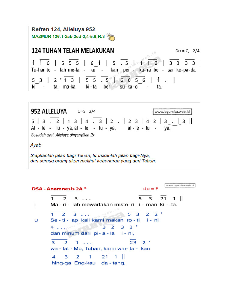 Mazmur 124 BPI 952 Anamnese 2A | PDF