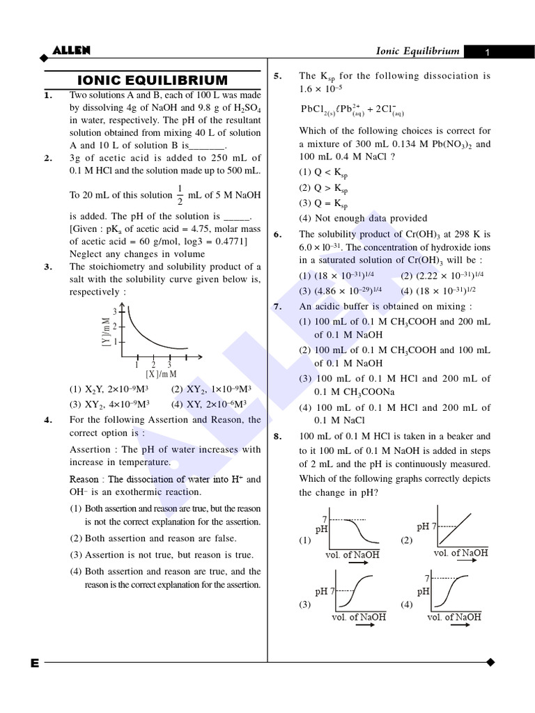 Ionic-Equilibrium | PDF | Hydroxide | Solubility