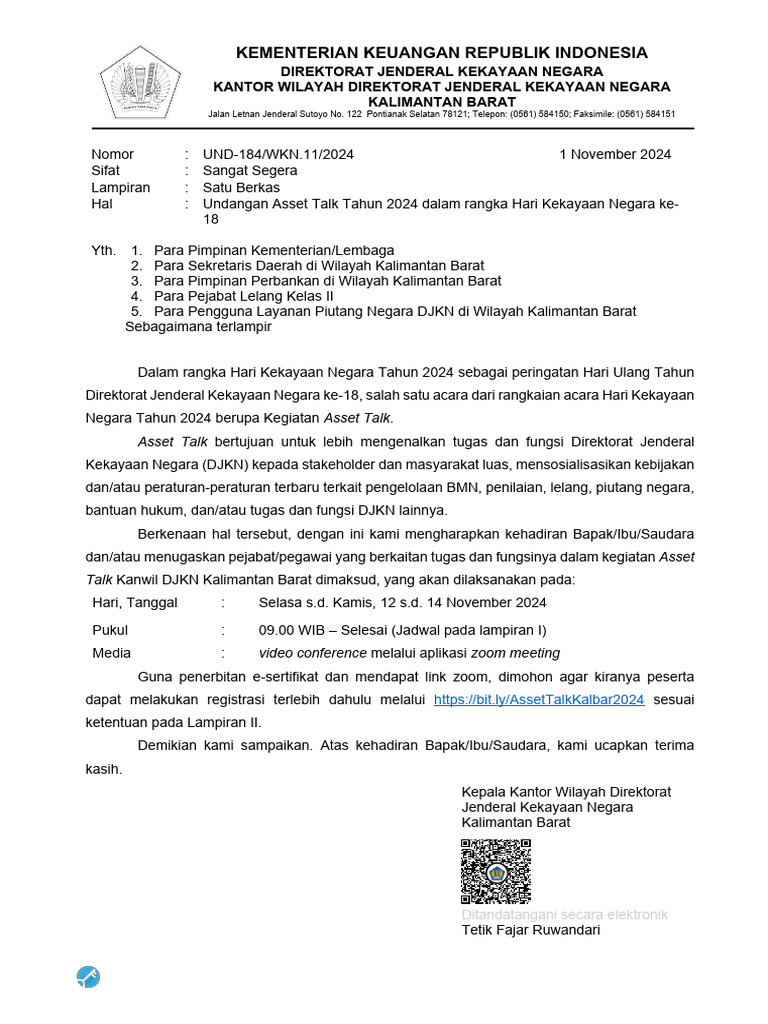 Undangan Aset Talk 2024 | PDF