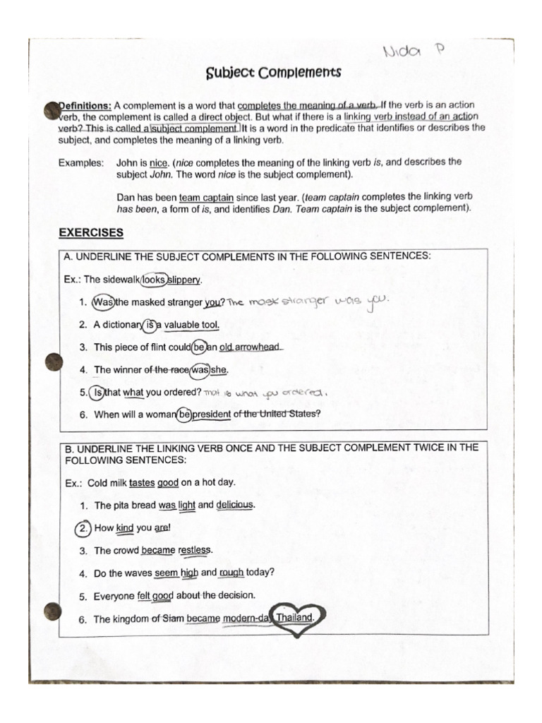 Subject Complements | PDF