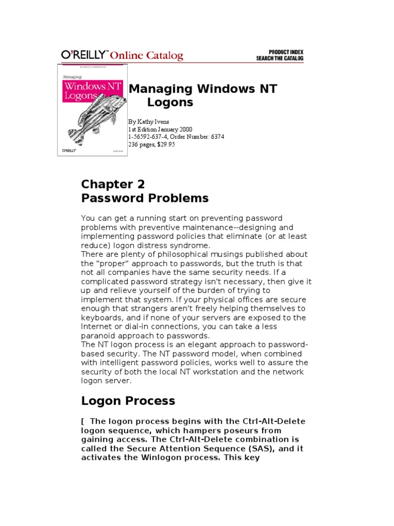 NT Logon | PDF | Windows Registry | Password