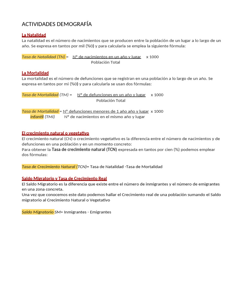 Sec. 303 Actividades Demografia | PDF | Tasa de mortalidad | Vejez