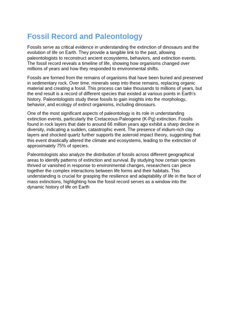 Fossil Record and Paleontology | PDF | Social Science | Science ...