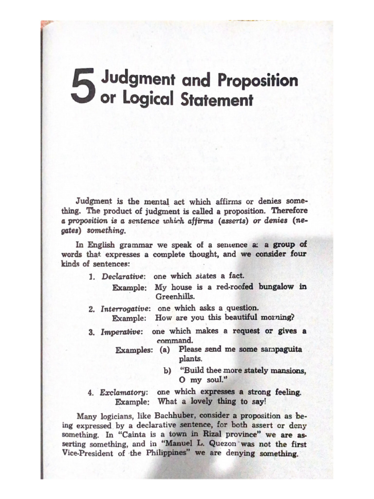 Judgment and Proposition or Logical Statement | PDF