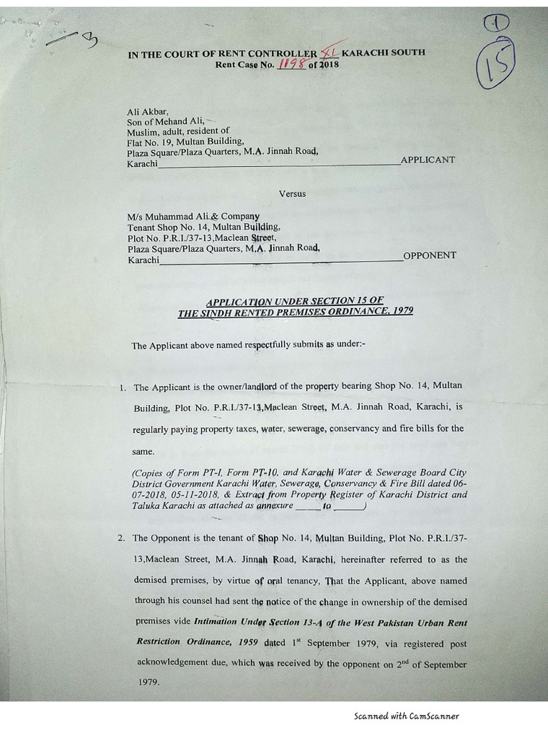 Rent Application of Ali Akbar | PDF