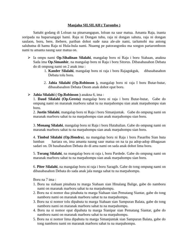 SILSILAH (Tarombo) | PDF | Seni & Disiplin Bahasa | Agama & Spiritualitas
