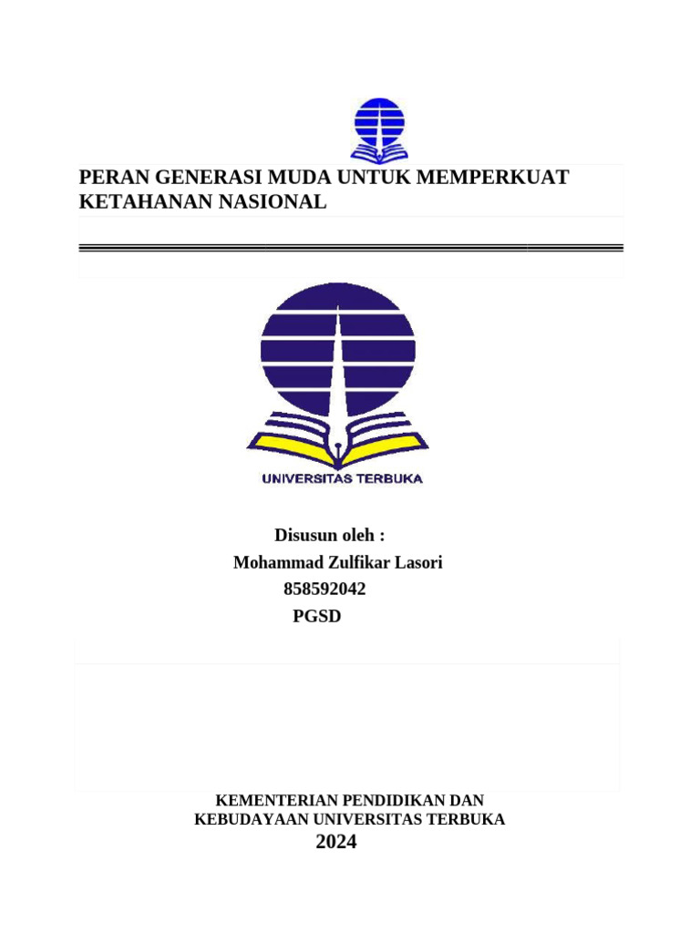 Peran Generasi Muda Untuk Memperkuat Ketahanan Nasional | PDF