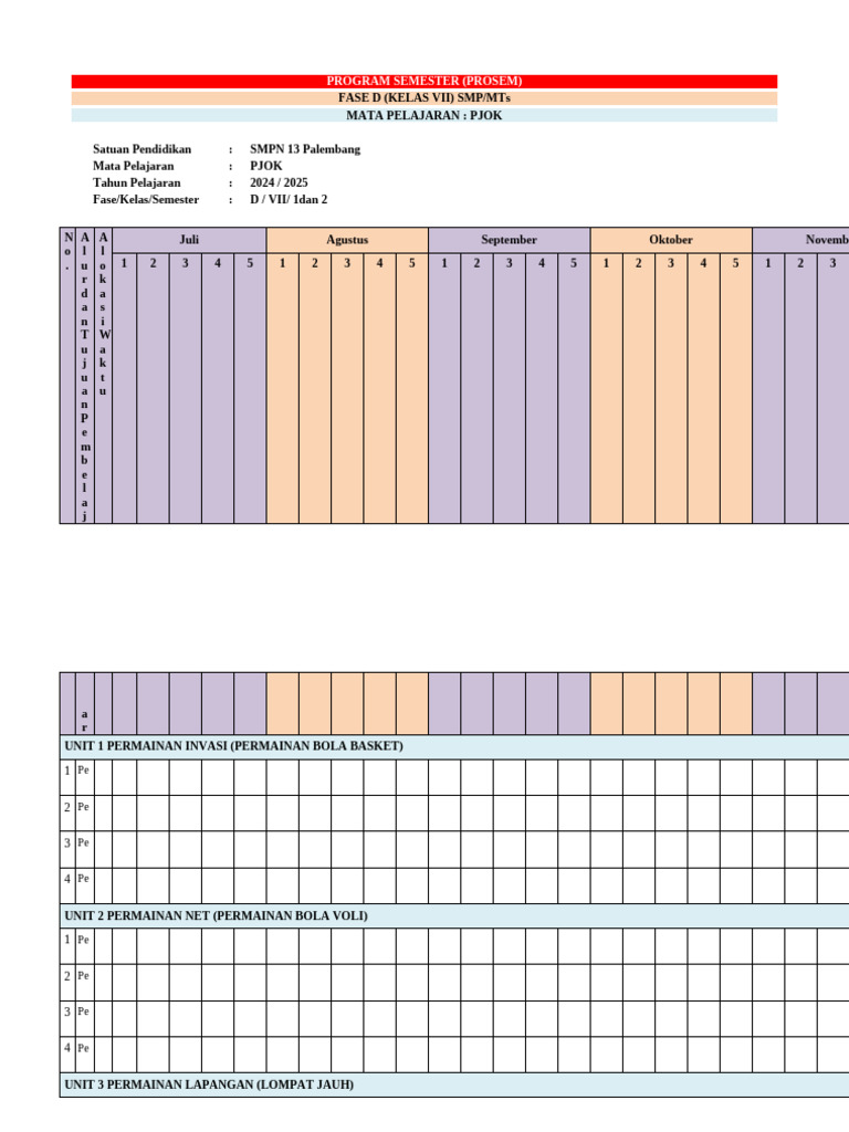 Prosem Fase D - PJOK | PDF | Kajian Bahasa Asing